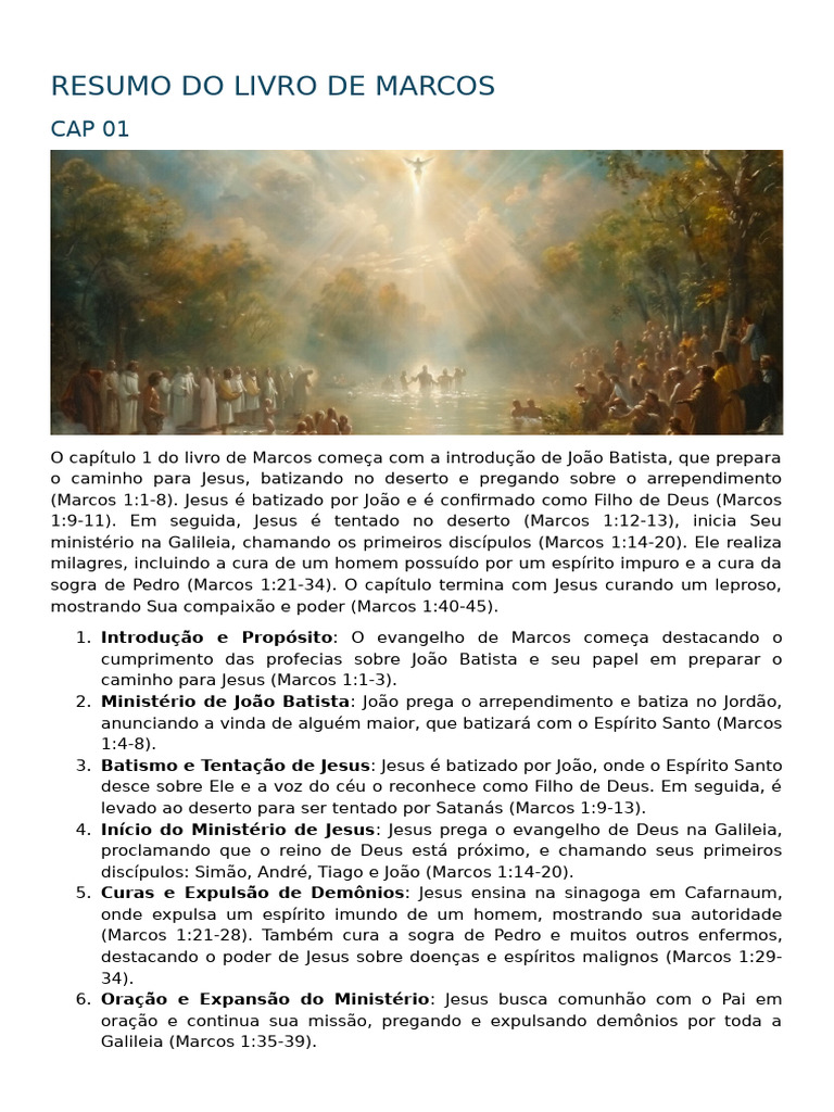 Resumo Do Livro de Marcos | PDF