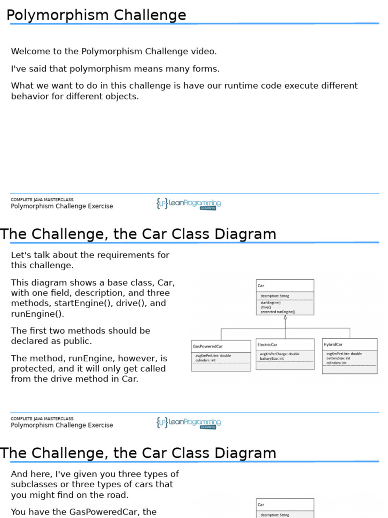 Slides OOP Part 2 Polymorphism Polymorphism Challenge Exercise | PDF