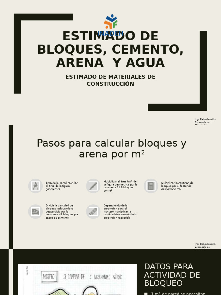 04 Estimado de Materiales Bloques, Cemento, Arena | PDF