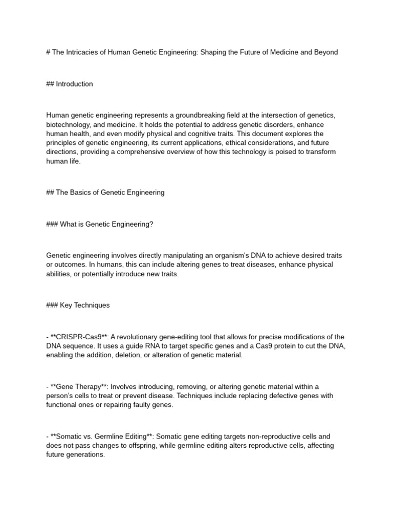 The Intricacies of Human Genetic Engineering Shaping The Future of ...