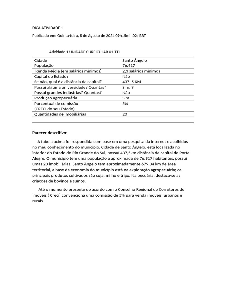 Dica Atividade 1 | PDF