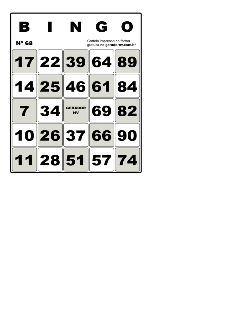 Cartelas de Bingo - 2 Rodada.-68 | PDF
