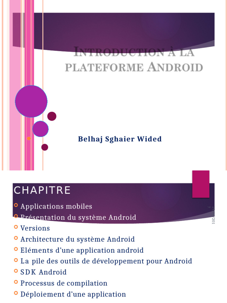 Chapitre 1 Introduction Plateforme Android | PDF | Application mobile | Android (Système d ...