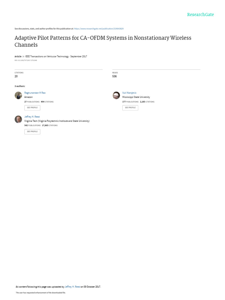Adaptive Pilot Patterns For Ca Ofdm Systems In Non Pdf