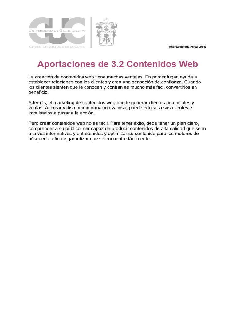 3.2 Contenidos Web-Andrea Victoria Pérez López | PDF