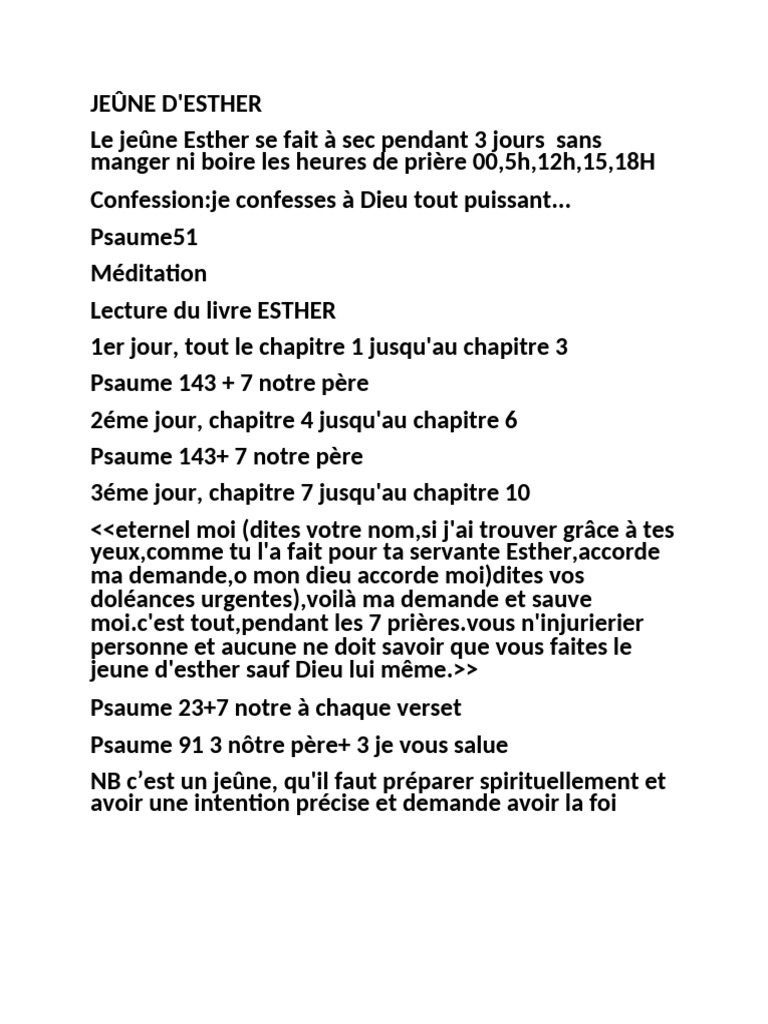 Jeûne d'Esther 2024 | PDF