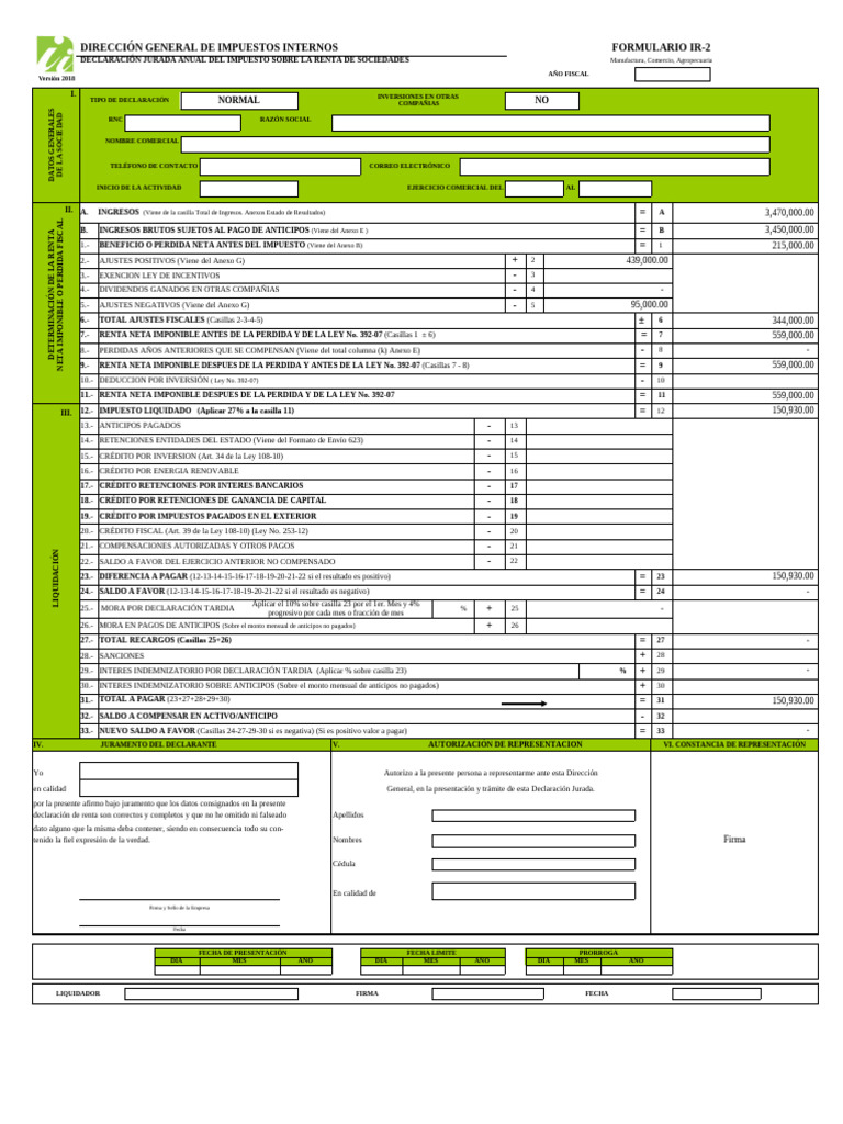 Modelo IR-2 2018-DEPRECIACION FISCAL | PDF