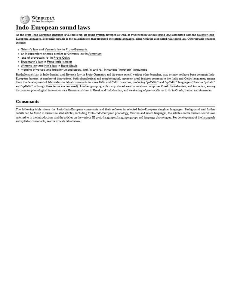 Indo-European Sound Laws | PDF
