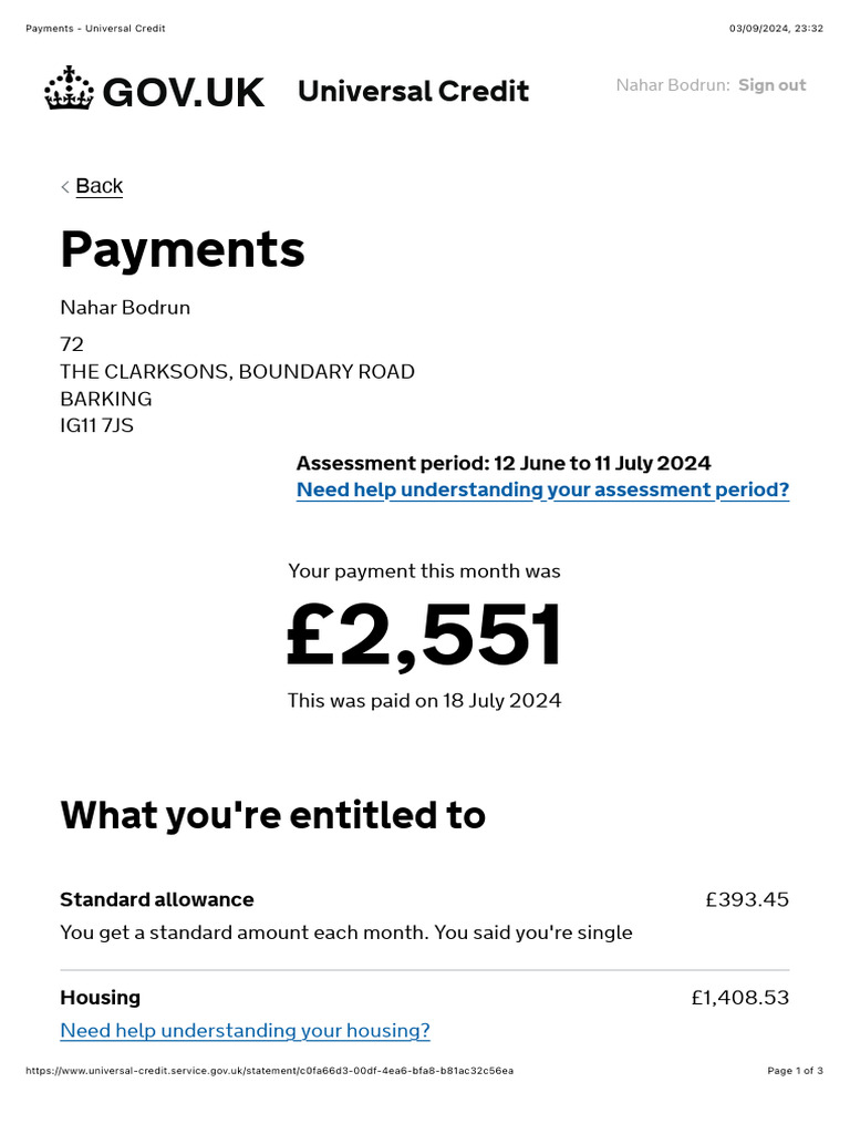 Payments - Universal Credit 1 | PDF
