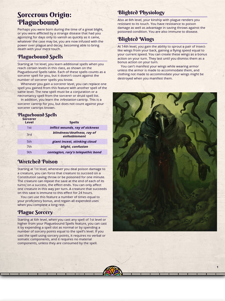 Plaguebound Sorcerer, With Bonus Feat and Magic Item - GM Binder | PDF