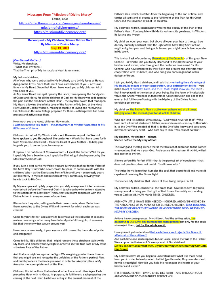 Mission of Divine Mercy Prophecies For 2024 | PDF | God The Father ...
