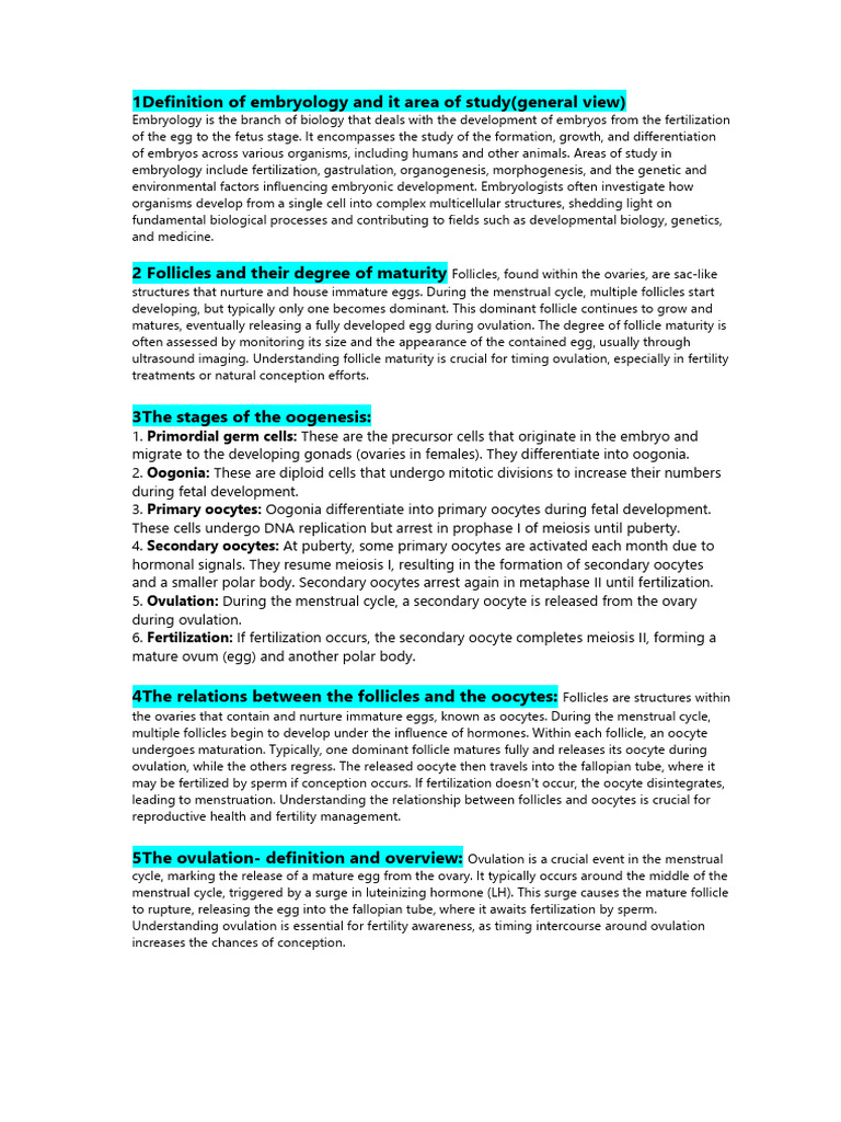 Embriology and Anatomy | PDF