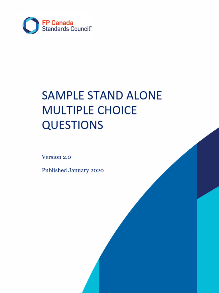 Sample Standalone Multiple Choice Questions For Qafp and CFP ...