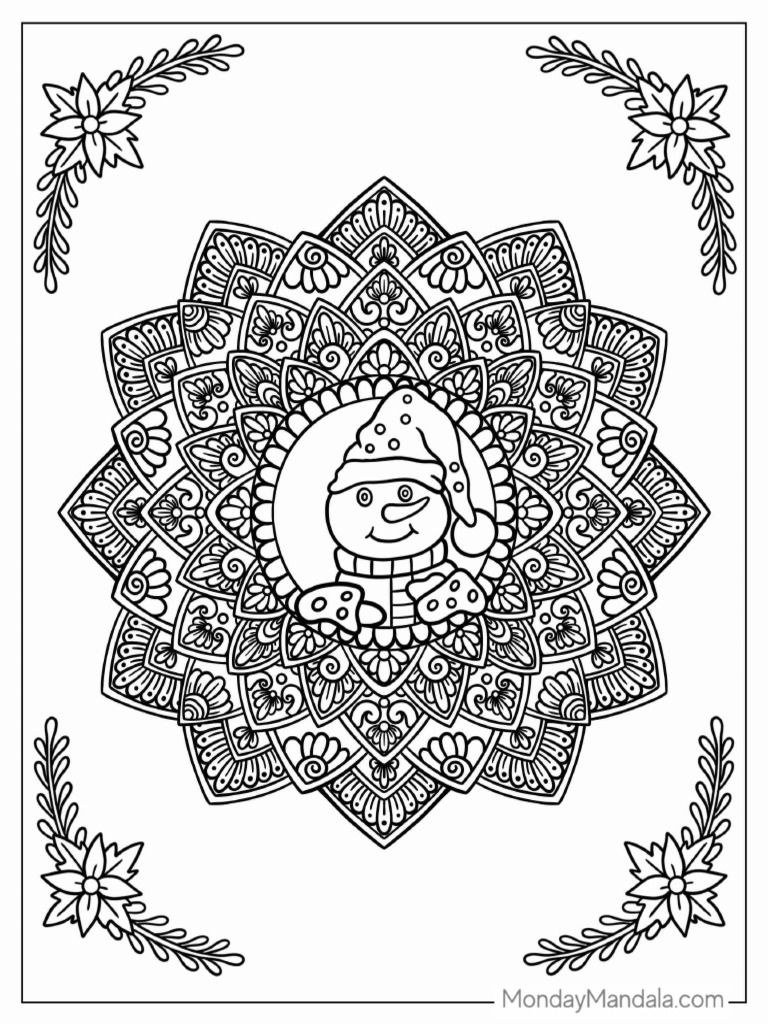 Coloring Page of A Snowman Mandala | PDF