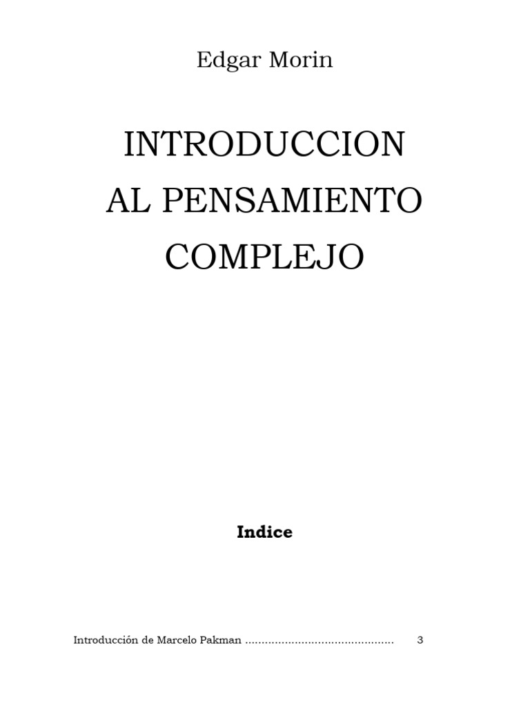Morin - Introduccion - Al - Pensamiento - Complejo - PDF Versión 1 | PDF