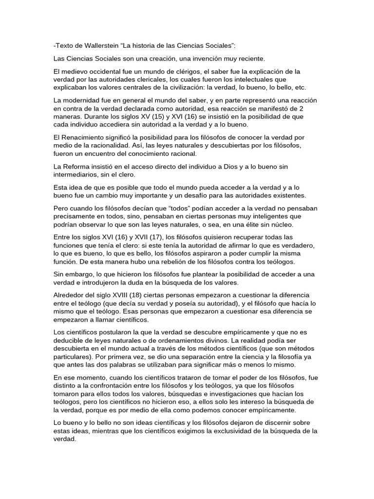 Resumen Texto Wallerstein | PDF