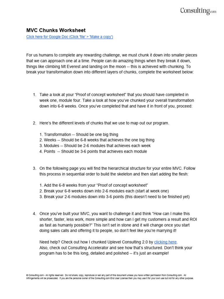 MVC Chunks Worksheet | PDF