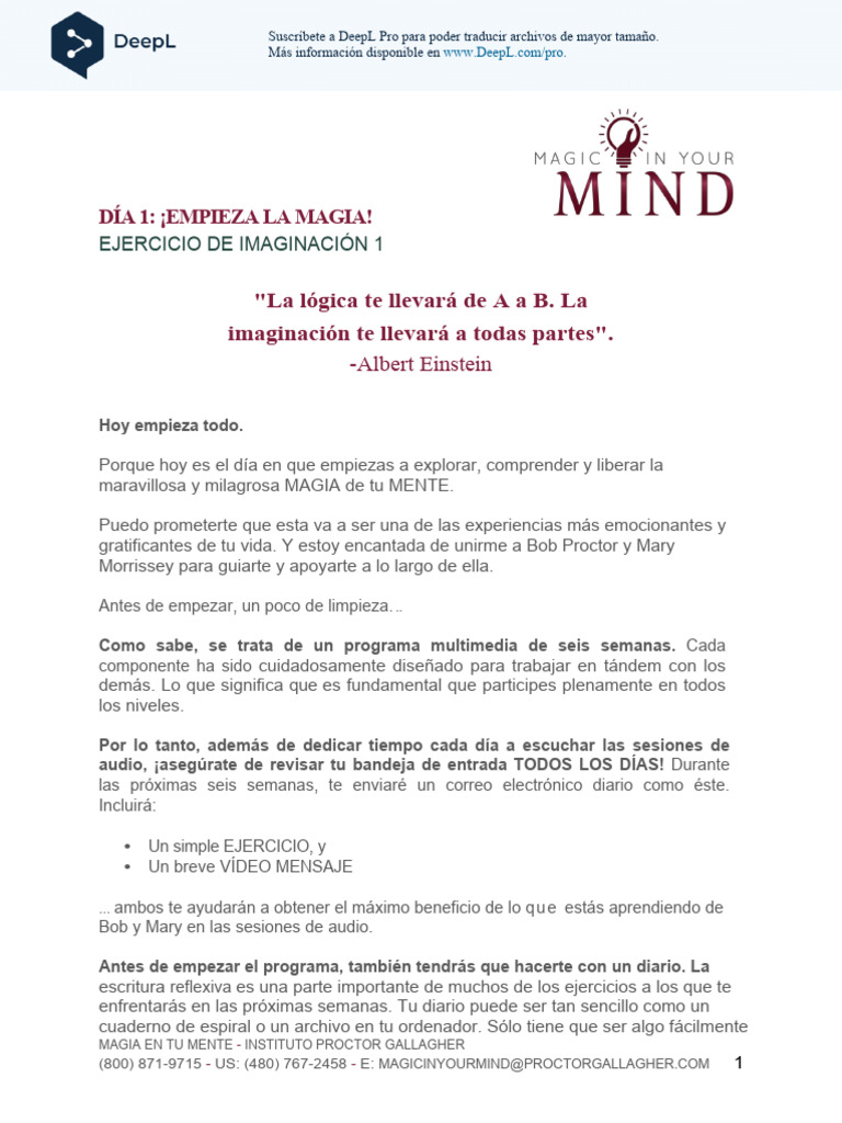 MIYM Day 1 Imagination Lesson 1 Es | PDF