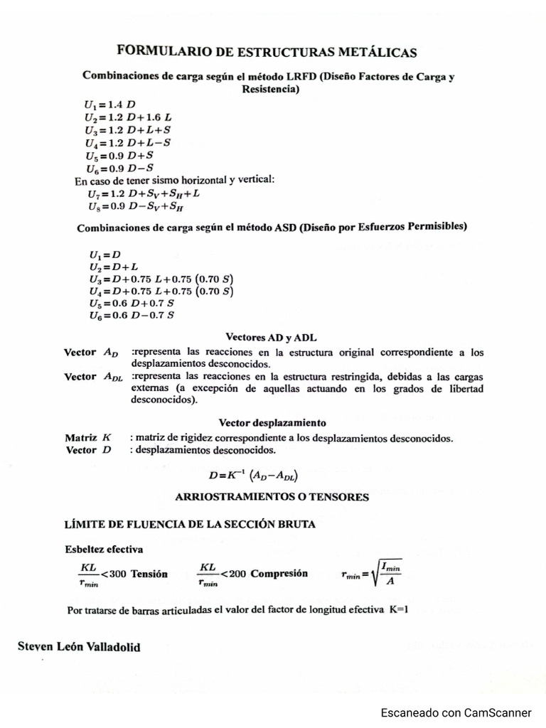 Formulario de Estructuras Metalicas | PDF
