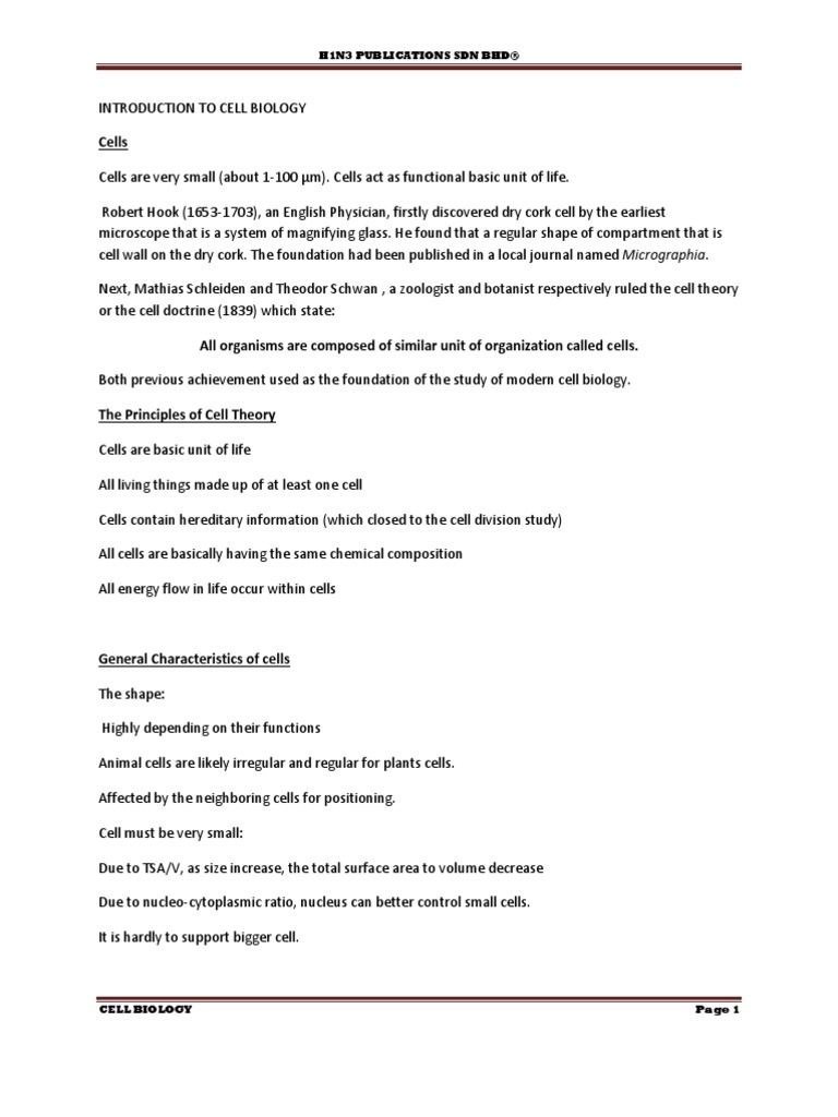 Cells: H1N3 Publications SDN BHD® | PDF | Endoplasmic Reticulum | Osmosis