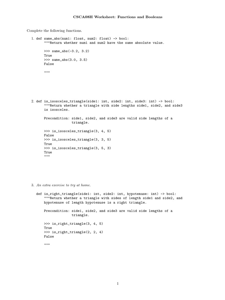 3-Boolean Functions Worksheet | PDF