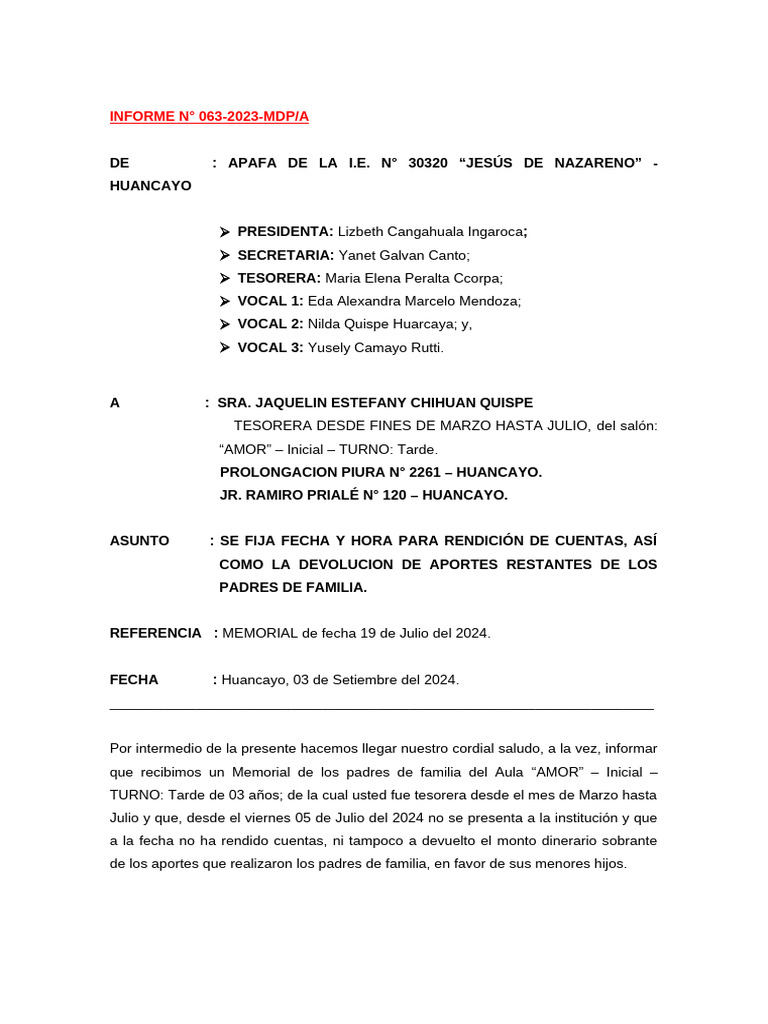 Informe de Apafa | PDF