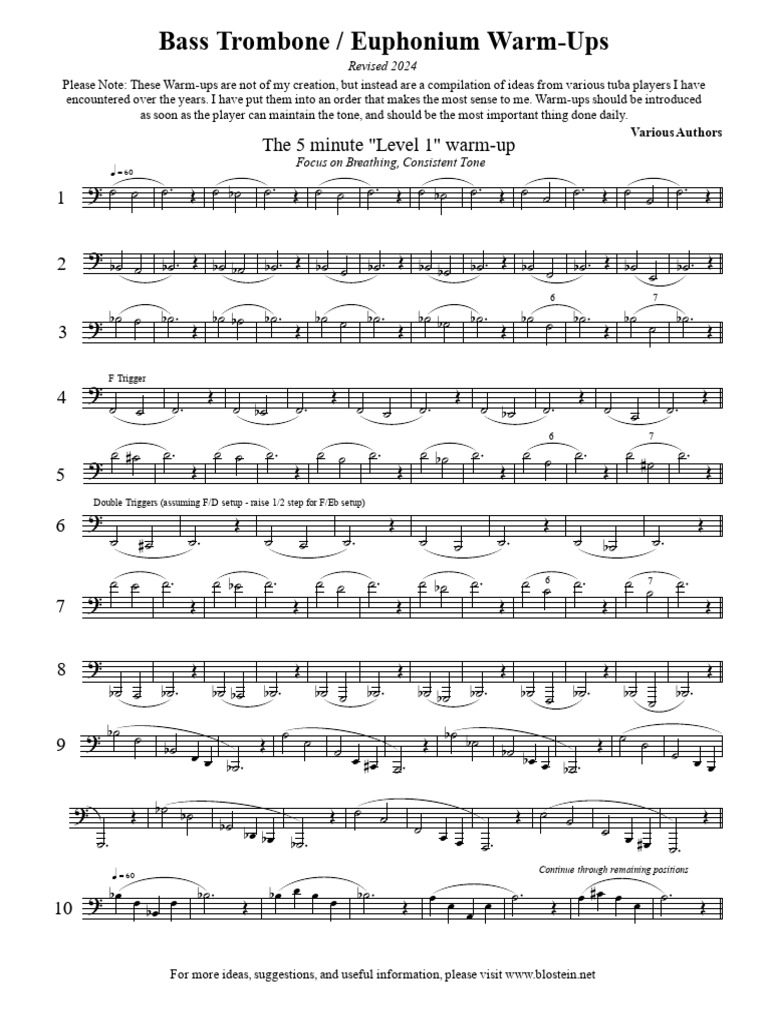 Bass Trombone Warm-Ups | PDF