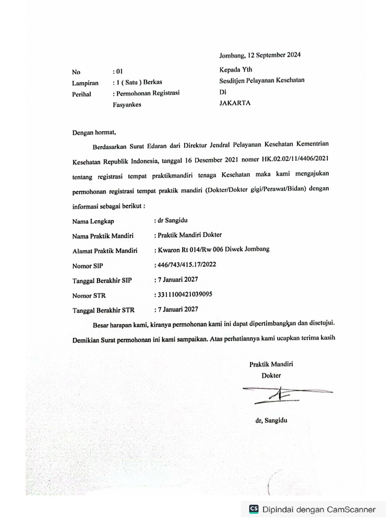 Permohonan Registrasi Faskes | PDF
