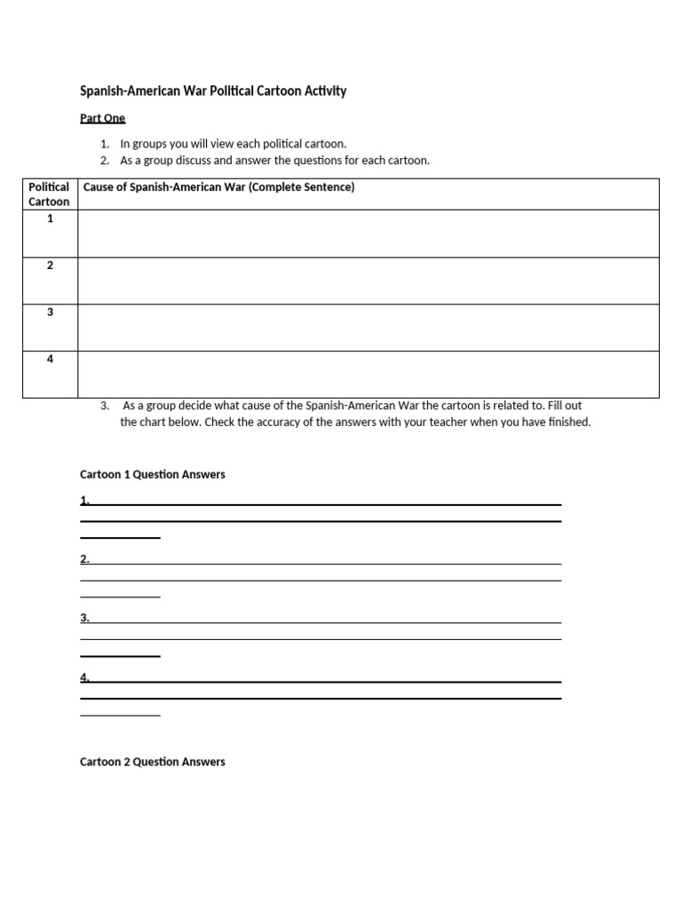 Reagan Myers - Spanish-American War Political Cartoon Activity Part One ...