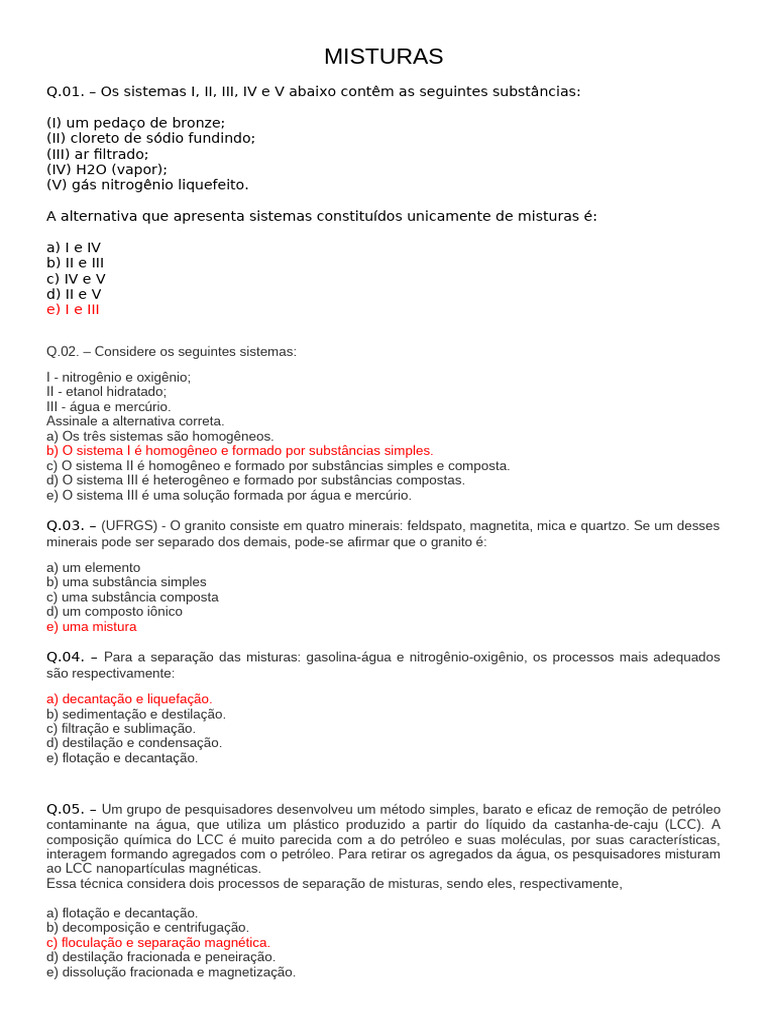 LISTA DE REVISÃO-GABARITO | PDF LISTA DE REVISÃO-GABARITO | PDF