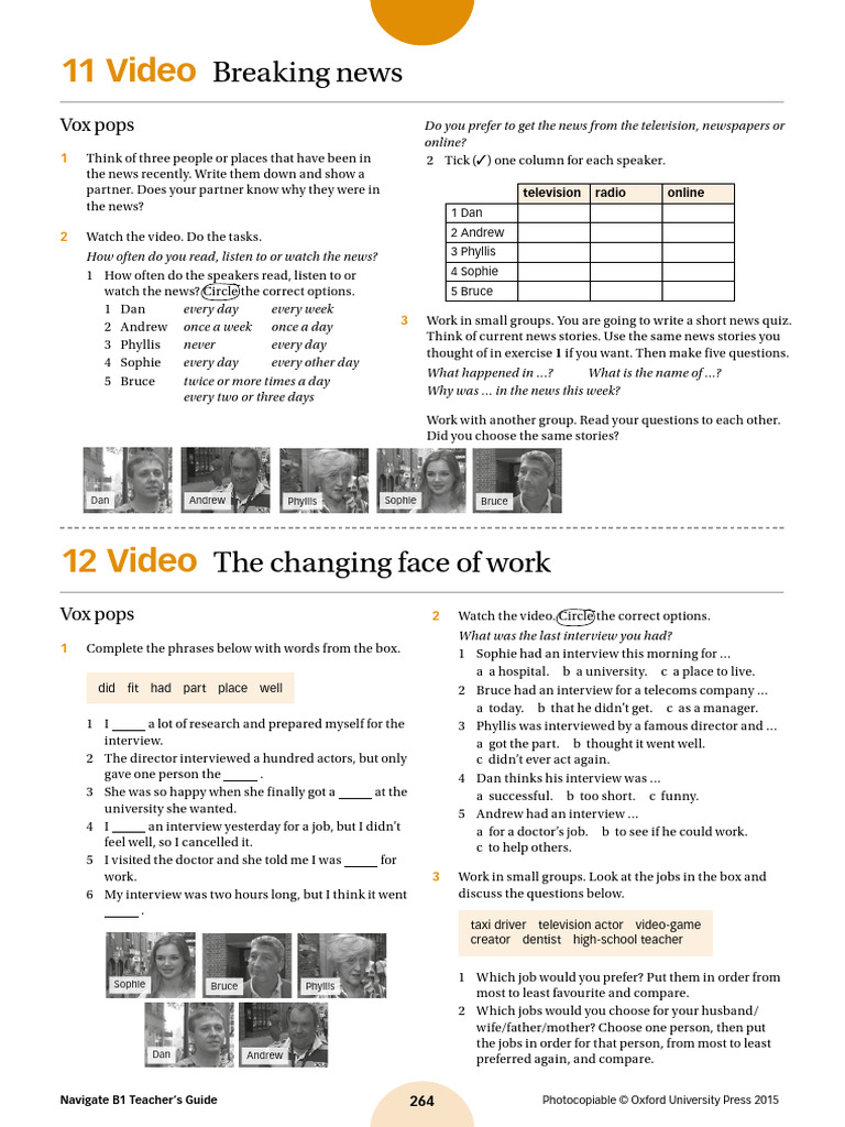 Vox Pops Worksheet 11 and 12 | PDF