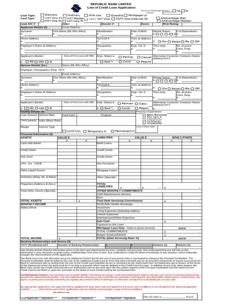 A24 - Line of Credit Loan Application Form (Rev Oct 2010) | PDF