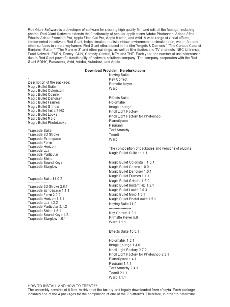 Red Giant Software | PDF | Adobe Photoshop | Windows Registry