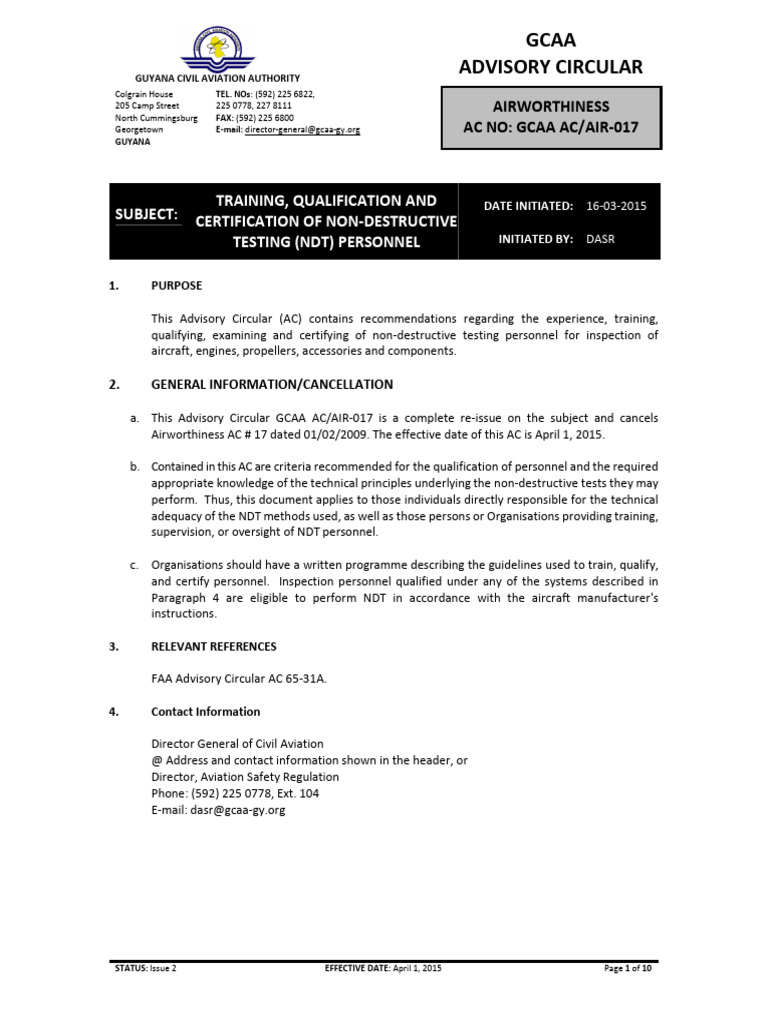 AC 017 Non Destructive Testing | PDF