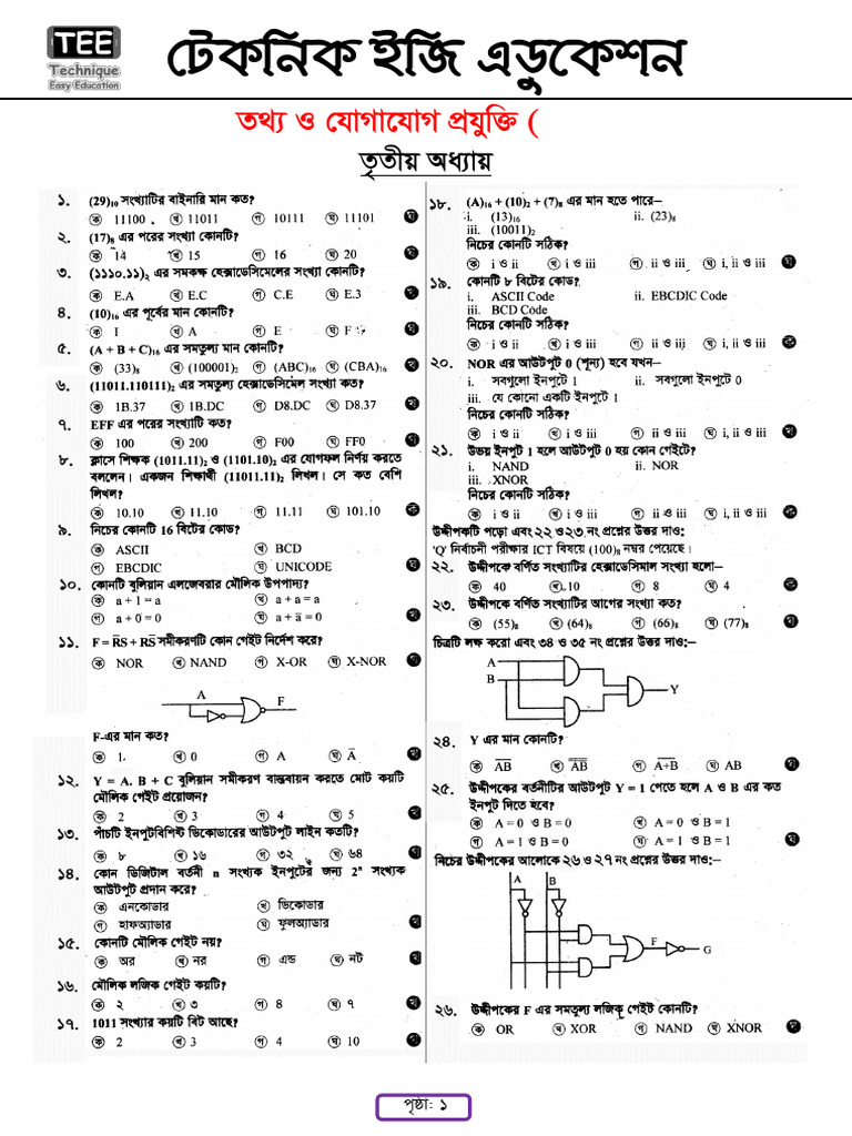 HSC ICT MCQ 2024 (Chapter 3, 4, 5) | PDF