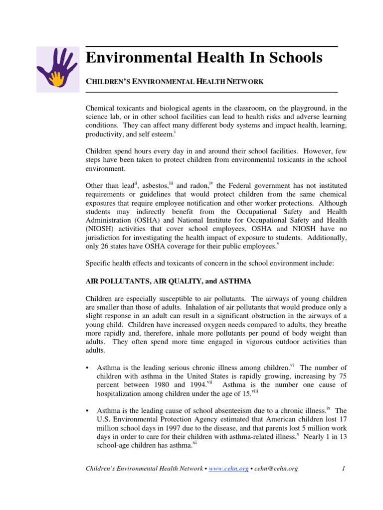 Environmental Health Risks in Schools | PDF | Air Pollution | United ...