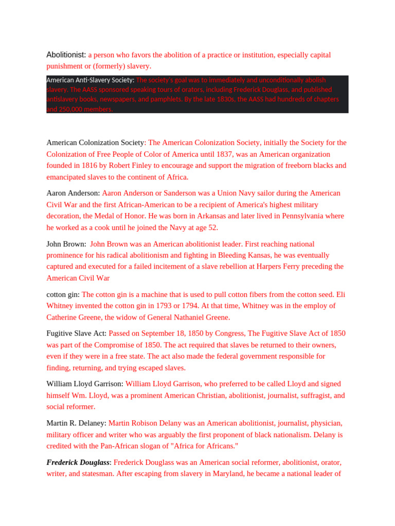 Unit 3 Vocabulary | PDF | Abolitionism In The United States | History
