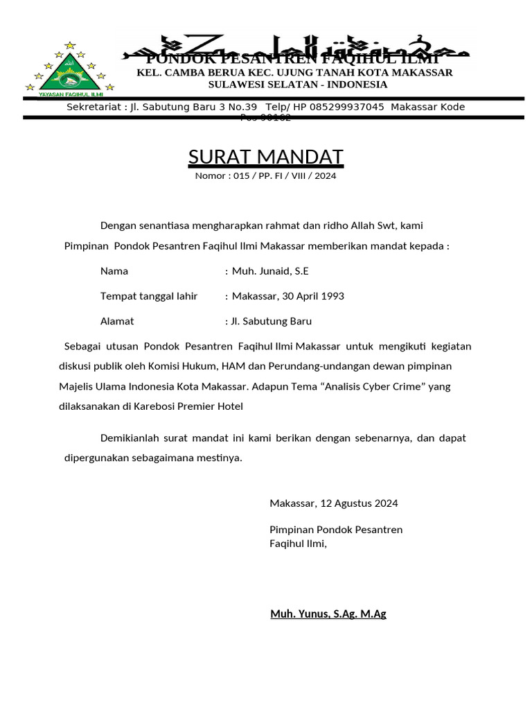 Contoh Surat Mandat | PDF