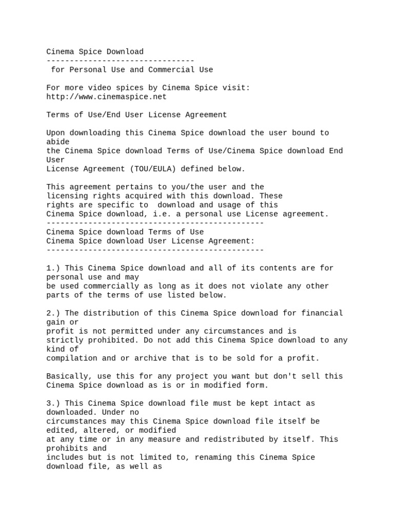 000 - Cinema Spice License Agreement | PDF