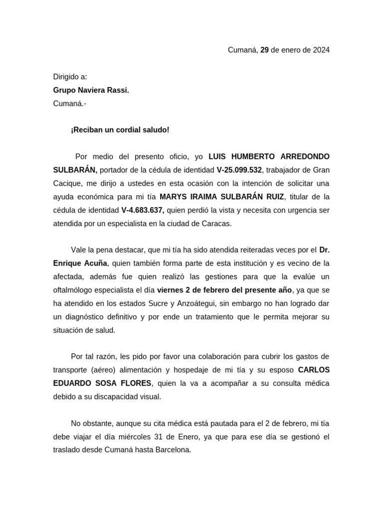 oficio solicitud de ayuda | PDF
