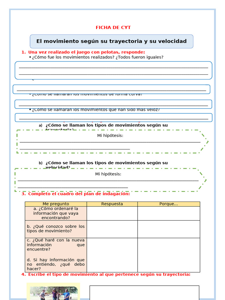 Ficha Cyt Mart 27 Tipos de Movimiento 933623393 Prof Yessenia | PDF