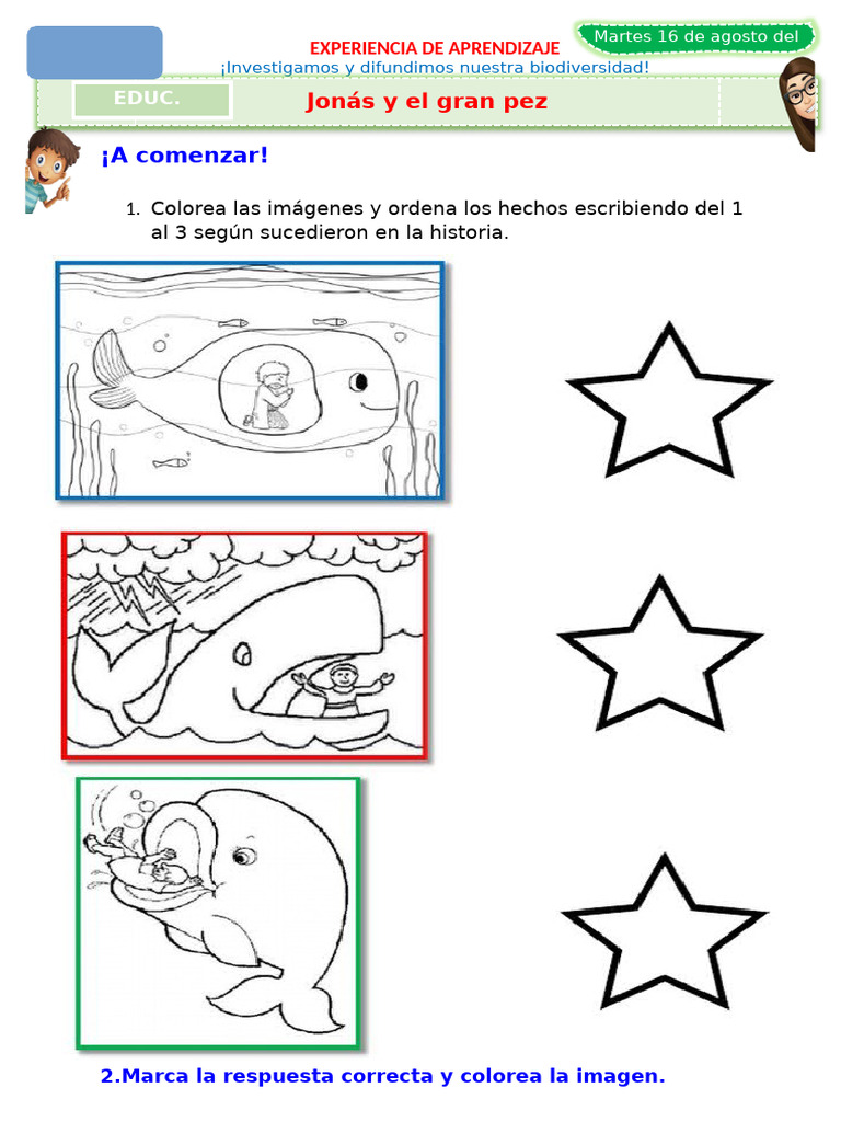 FICHA Religion Jonás y El Gran Pez | PDF