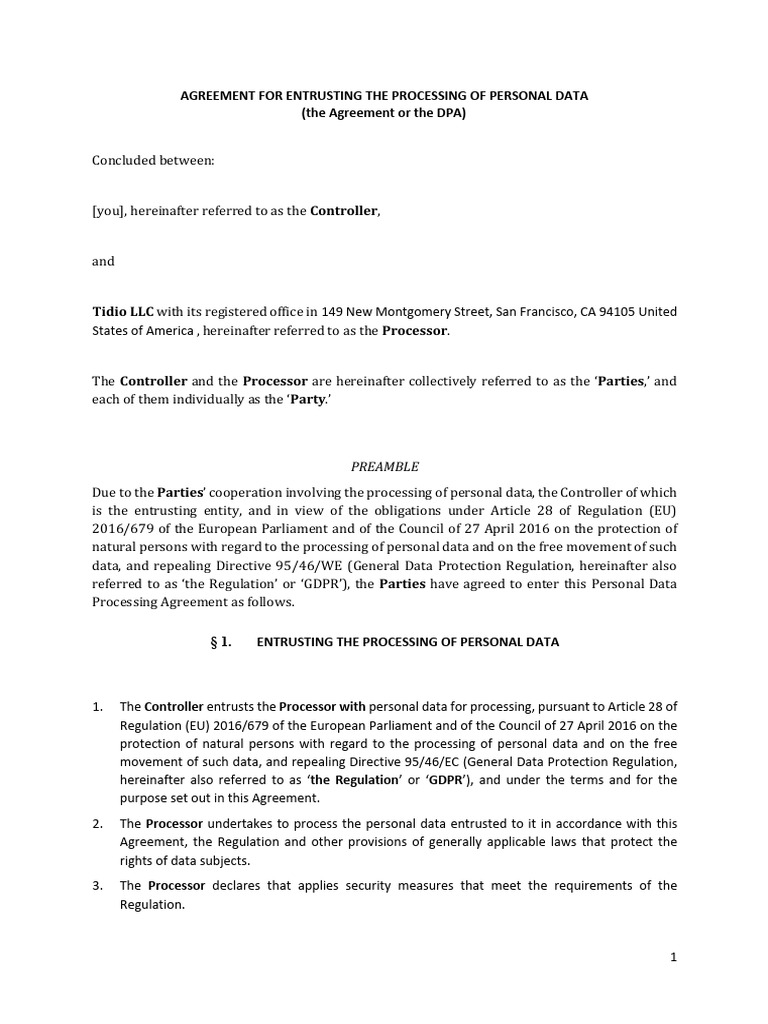 The Agreement or The Dpa | PDF