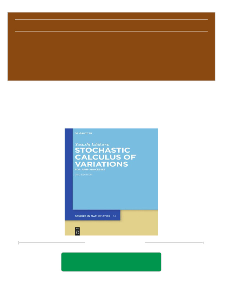 Instant Ebooks Textbook Stochastic Calculus of Variations For Jump ...
