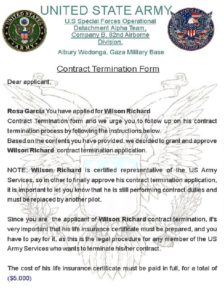 US Special Forces Contract Termination Approved | PDF