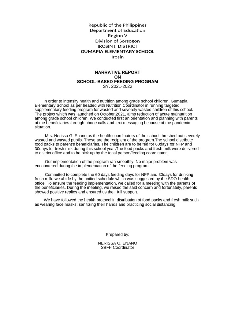 Narrative Report | PDF