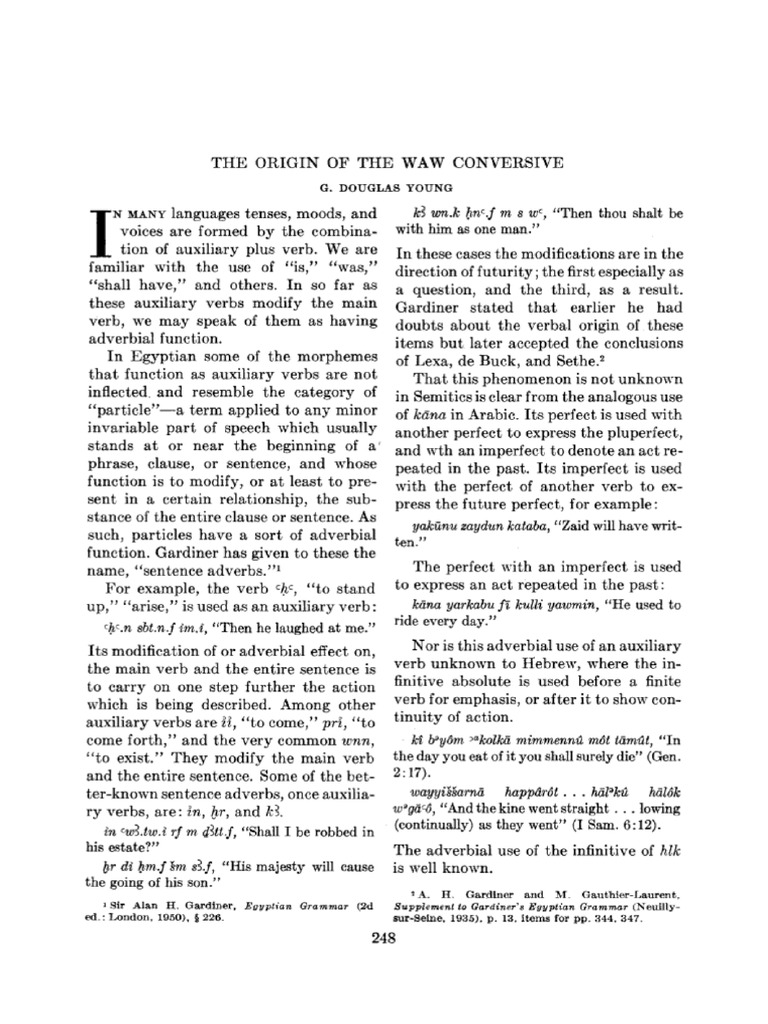 #Art. YOUNG, G. Douglas - The Origin of The Waw Conversive | PDF