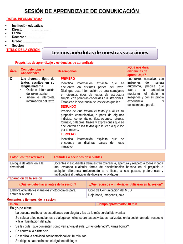 1-2-3°leemos Anecdotas | PDF