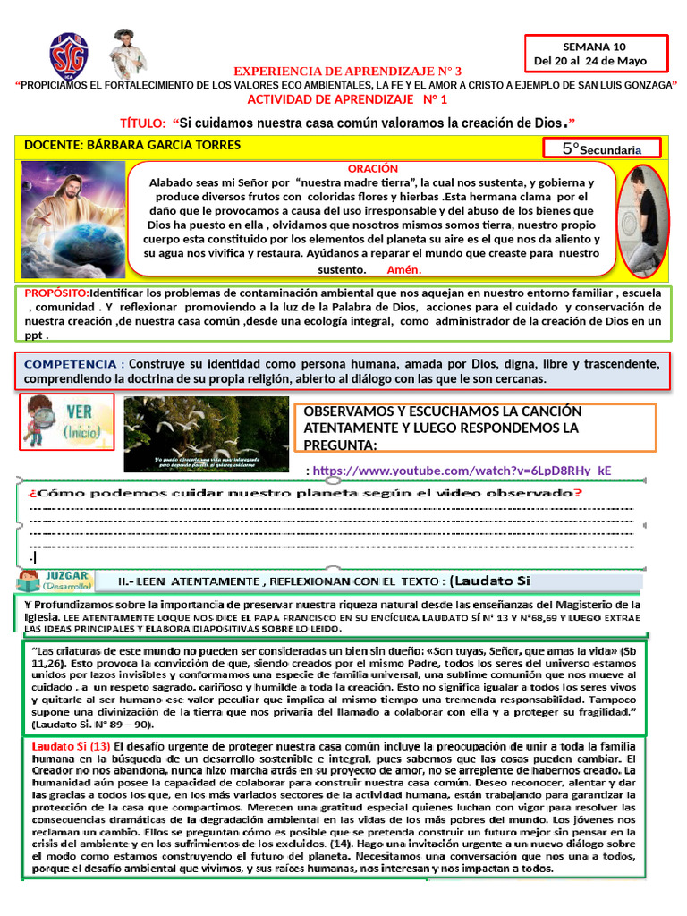 Ficha 10 Quinto SLG 2024 Eda 3 Act 1 | PDF