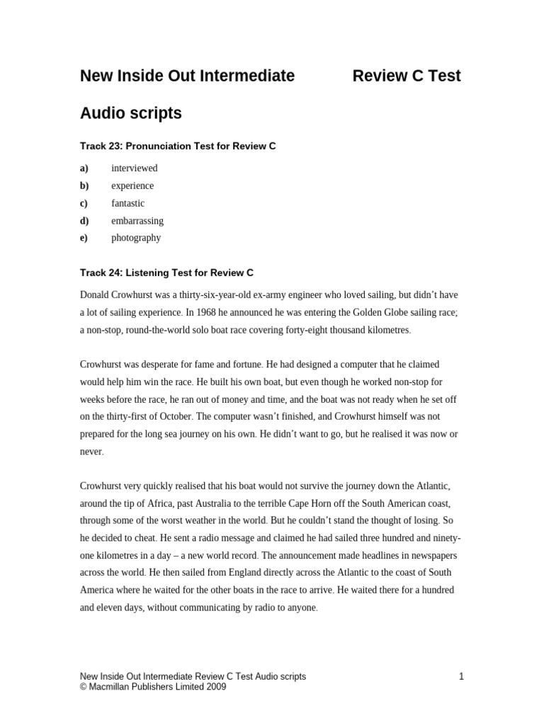 Review C Test Audio Scripts | PDF